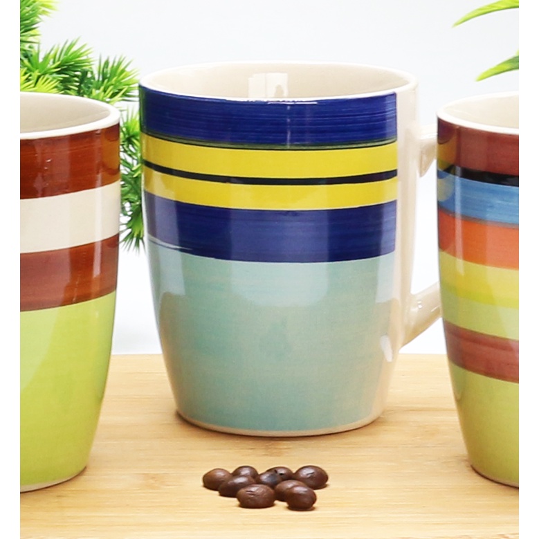 Hand Printed Design MUG-B1, B2, B3, B4 Cup Water Mugs with Handle Glass ...