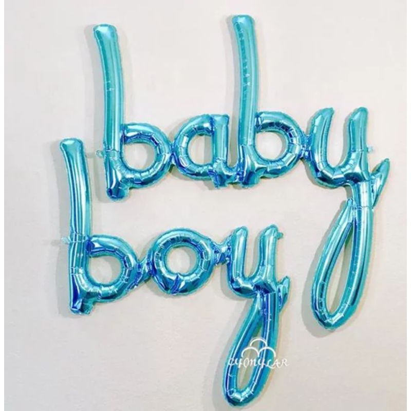 [DV88] Baby Boy Baby Girl Cursive Letter Balloon Set Baby Shower Gender ...