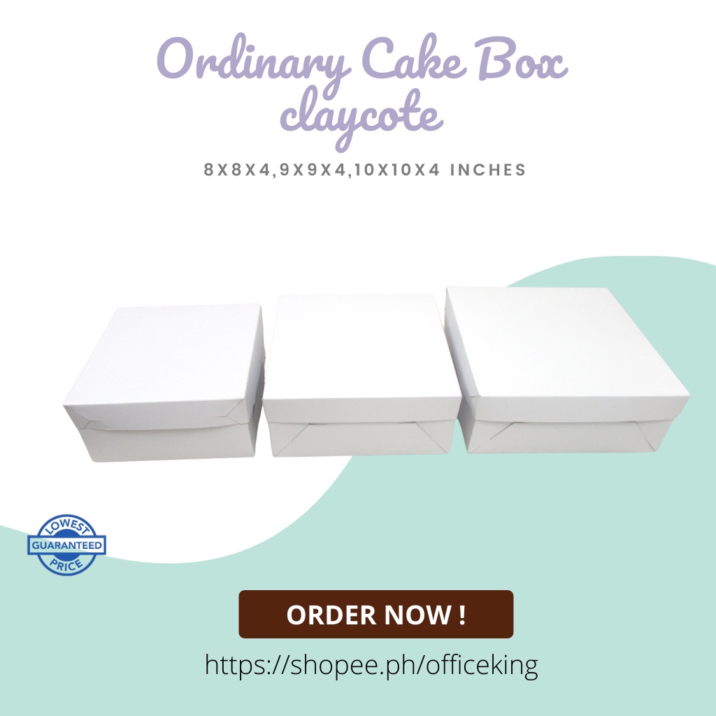 Ordinary Cake Box Claycote 8x8x4, 9x9x4, 10x10x4 inches | Shopee ...