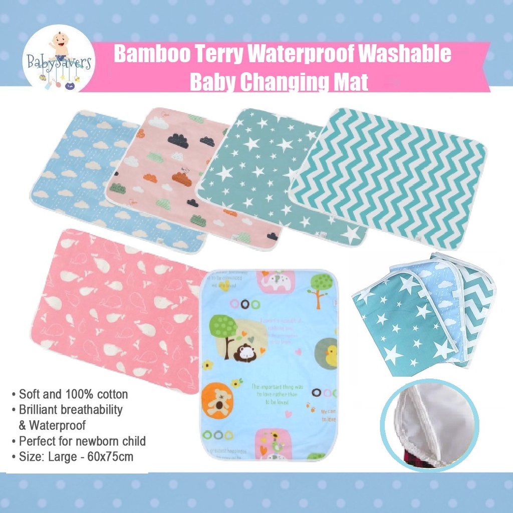 Bamboo Terry Waterproof Washable Baby Changing Mat (Random) | Shopee ...