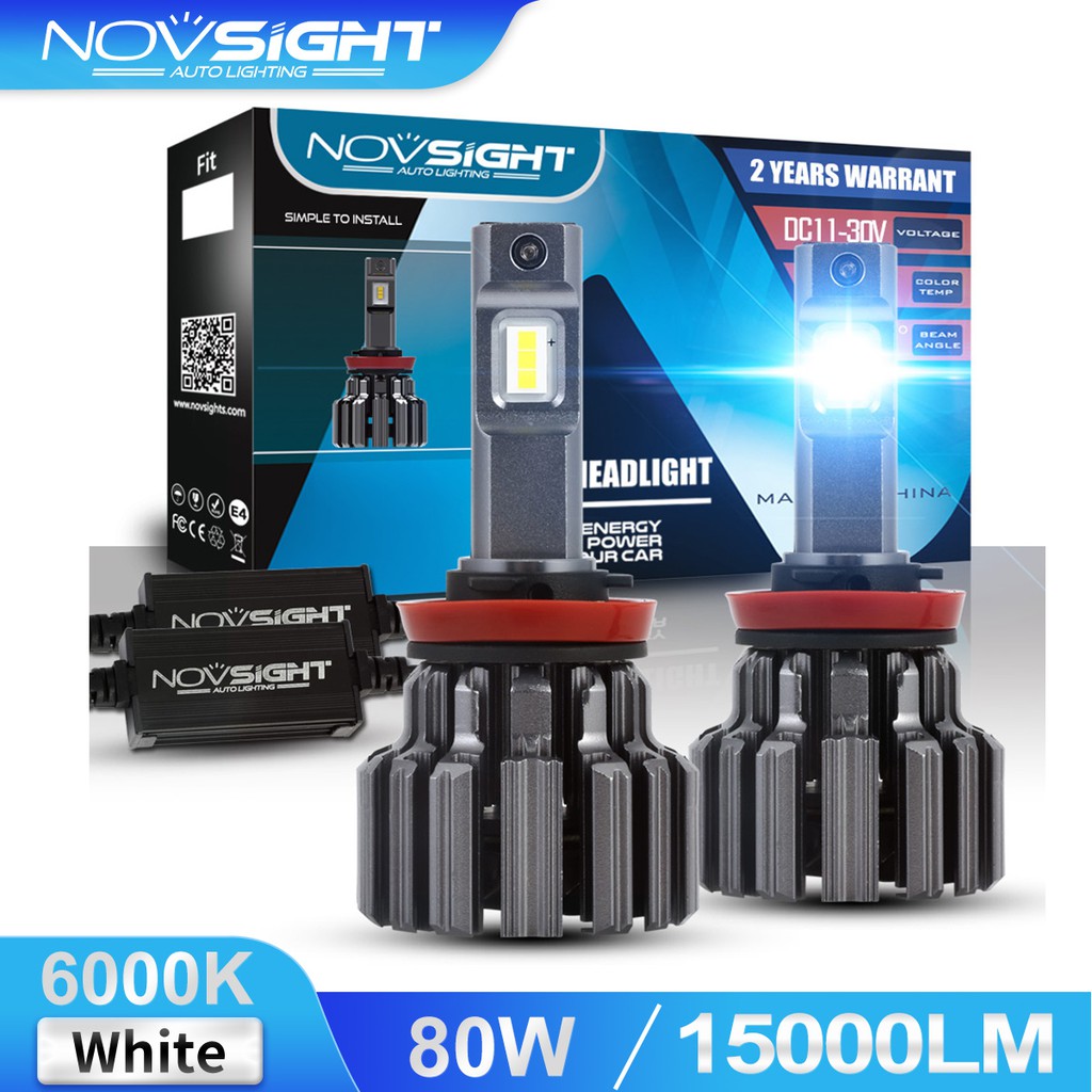 Novsight F03 H11 H9 H8 80W/Pair Car LED Headlight 15000LM 6000K Bulb Kit | Shopee Philippines