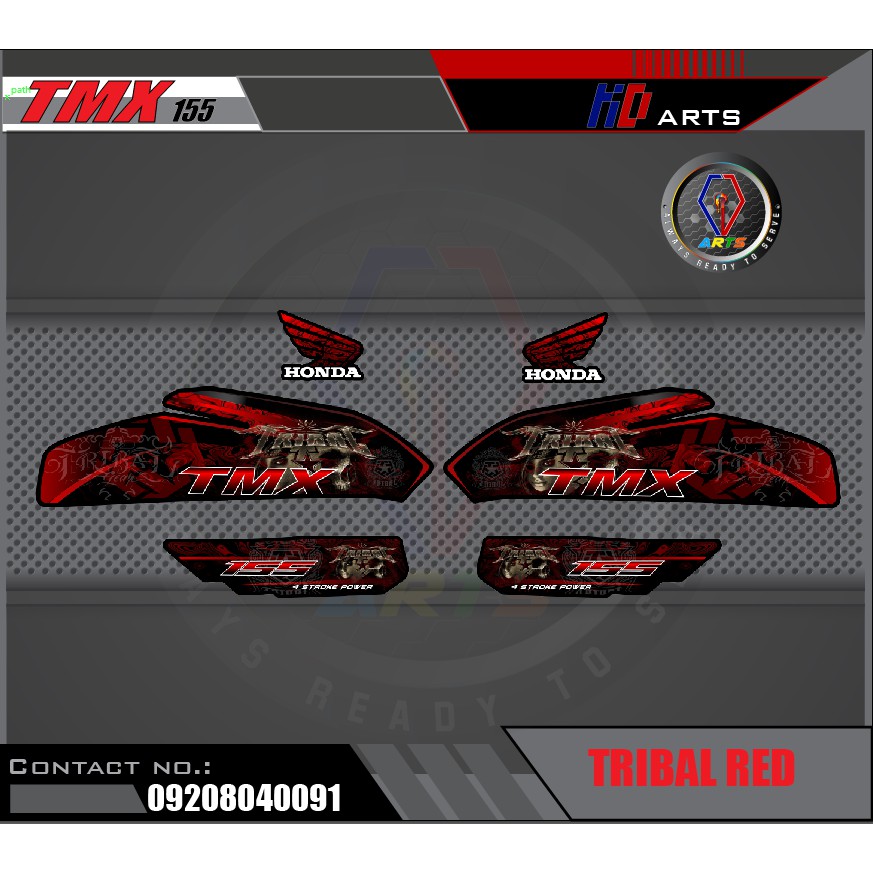 TMX 155 Decals "Tribal Red" : Customized Motorcycle Decals, Laminated ...