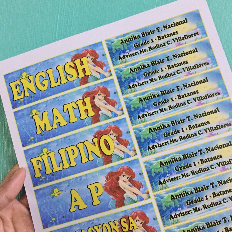Sticker Label For School Subject Customized Shopee Philippines