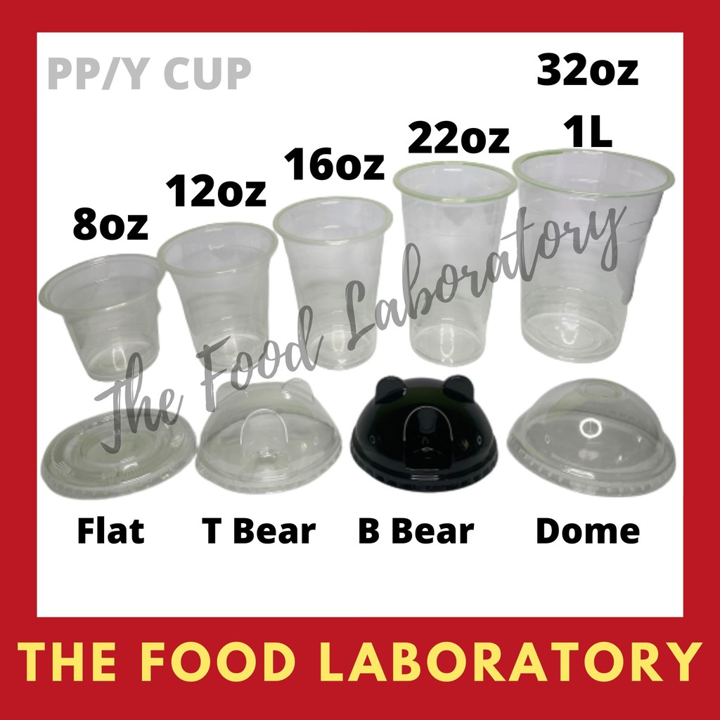 100 PCS PP / Y Cup 95mm (12oz 16oz 22oz 32oz 1L for Milk Tea, Shakes ...