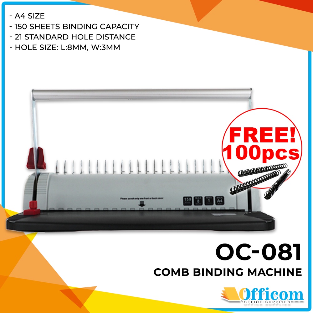 ㍿Comb Binding Machine Officom OC-081 A4 [ Heavy Duty Punch and Bind ...