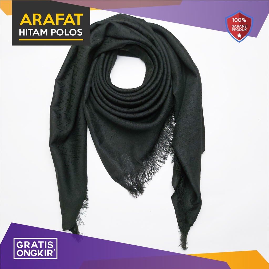 HITAM Plain Black Arafat Turban / Shemagh Almas Special Plain Black ...