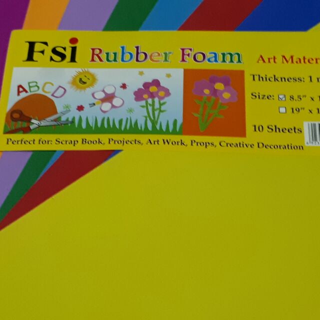 Rubber foam/sponge paper sheet 1mm (10pcs per pack) assorted color ...