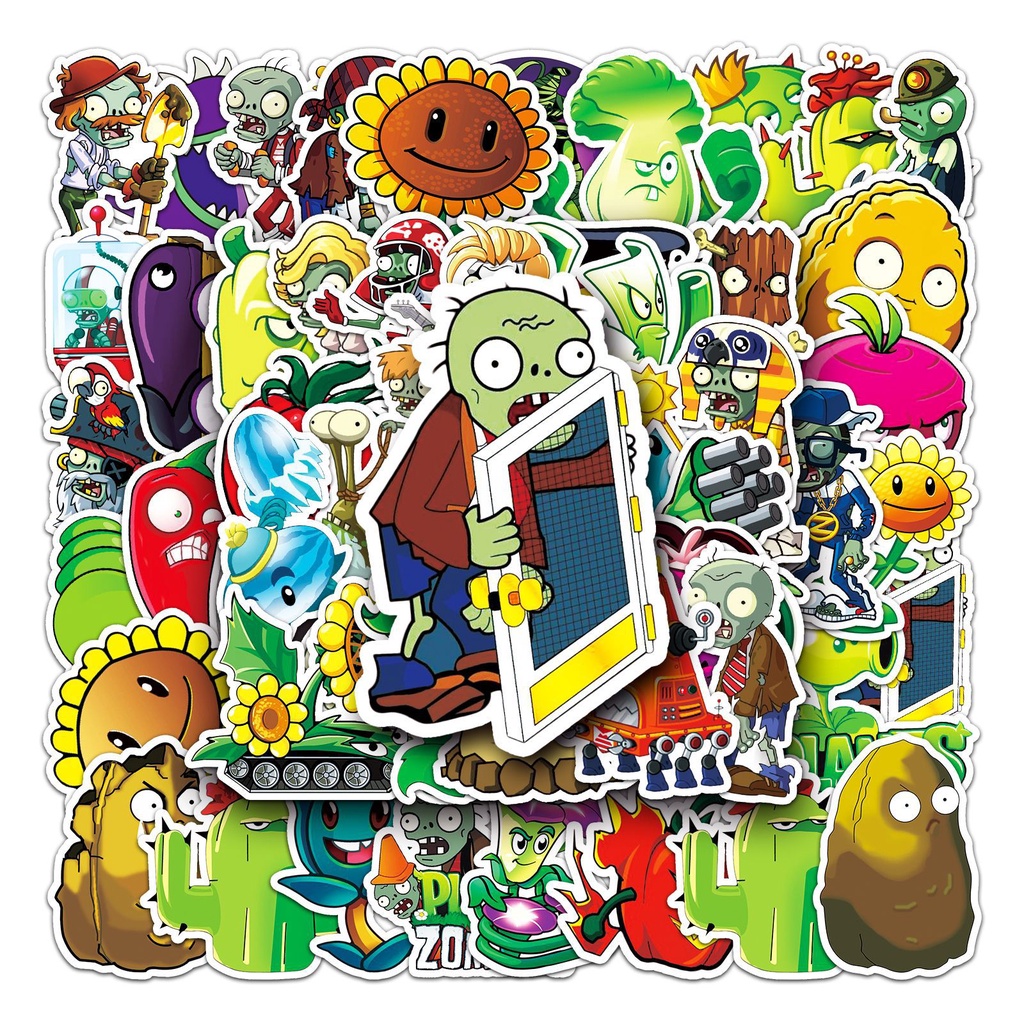 50pcs Plants vs. Zombies sticker water bottle PVC decorative sticker ...