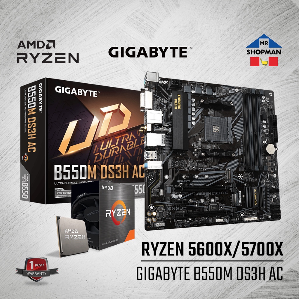 AMD Ryzen 5 / 7 / 5500 / 5600 / 5600X / 5700X / 5800x Gigabyte B550M ...