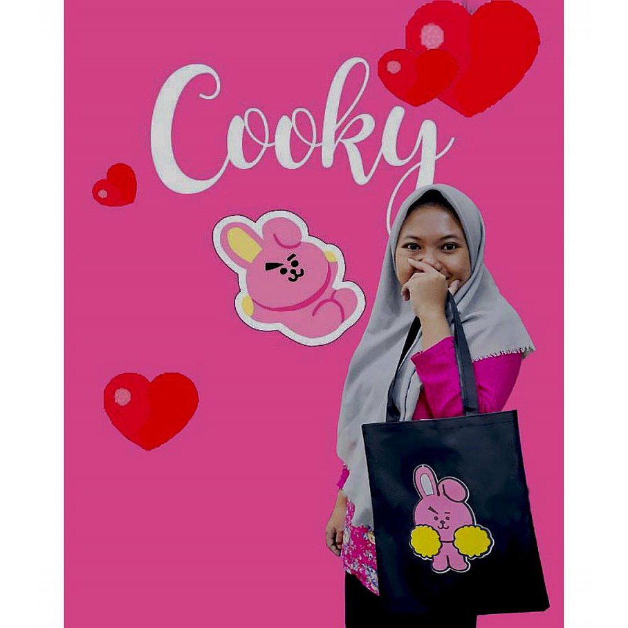 HITAM Bag BT21 Tote Bag Cooky Bunny Rabbit Pink Cute Unique Character ...