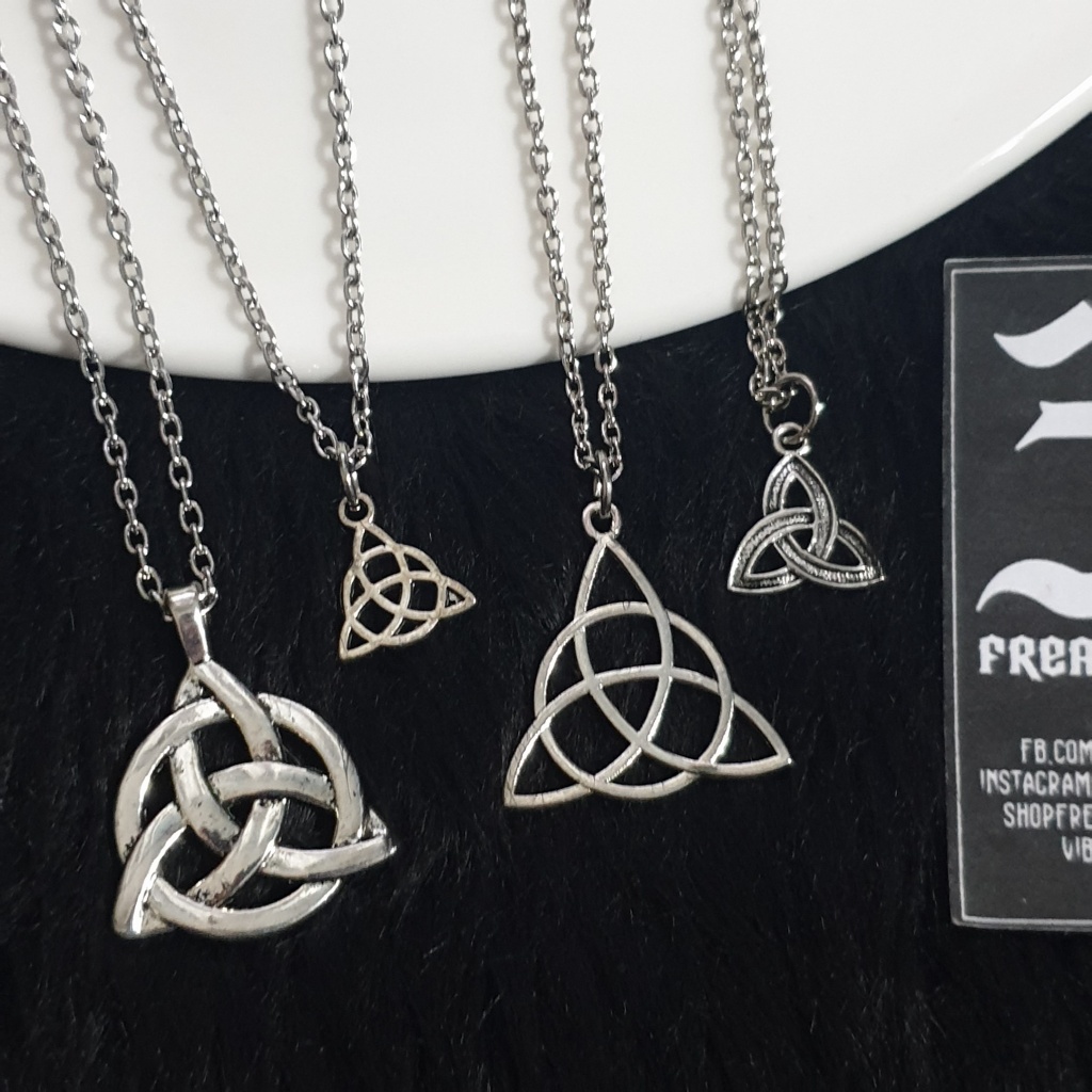 Gothic Wiccan Triquetra Charm Chain Necklace Witchcraft Witch | Shopee ...
