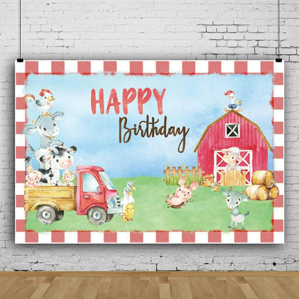 Kids Birthday Farm Backdrop Newborn Photo Background Baby Shower ...