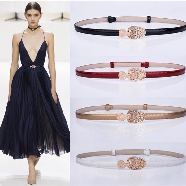 EMS new Pure leather fine belt women's fashion leather belt casual ...