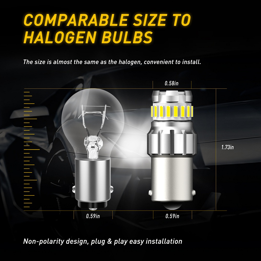 AUXITO 2Pcs W16W T15 Backup Lights Reverse Light Bulbs P21W 1156 Ba15S Led Daytime Running Light ...