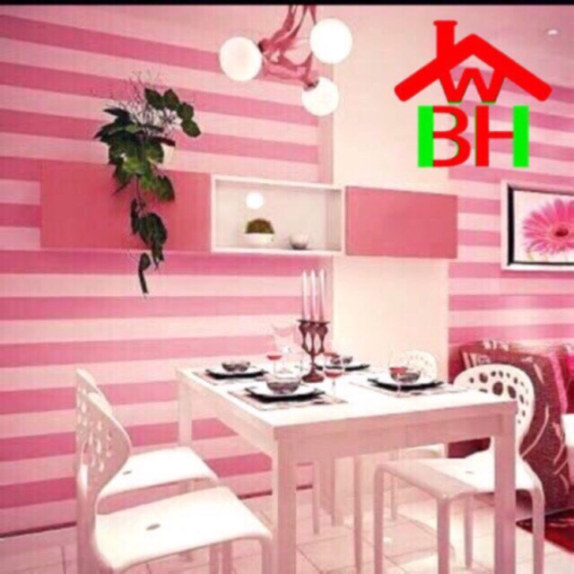 BHW Wallpaper Self Adhesive Color Pink Striped Design Wall Paper ...