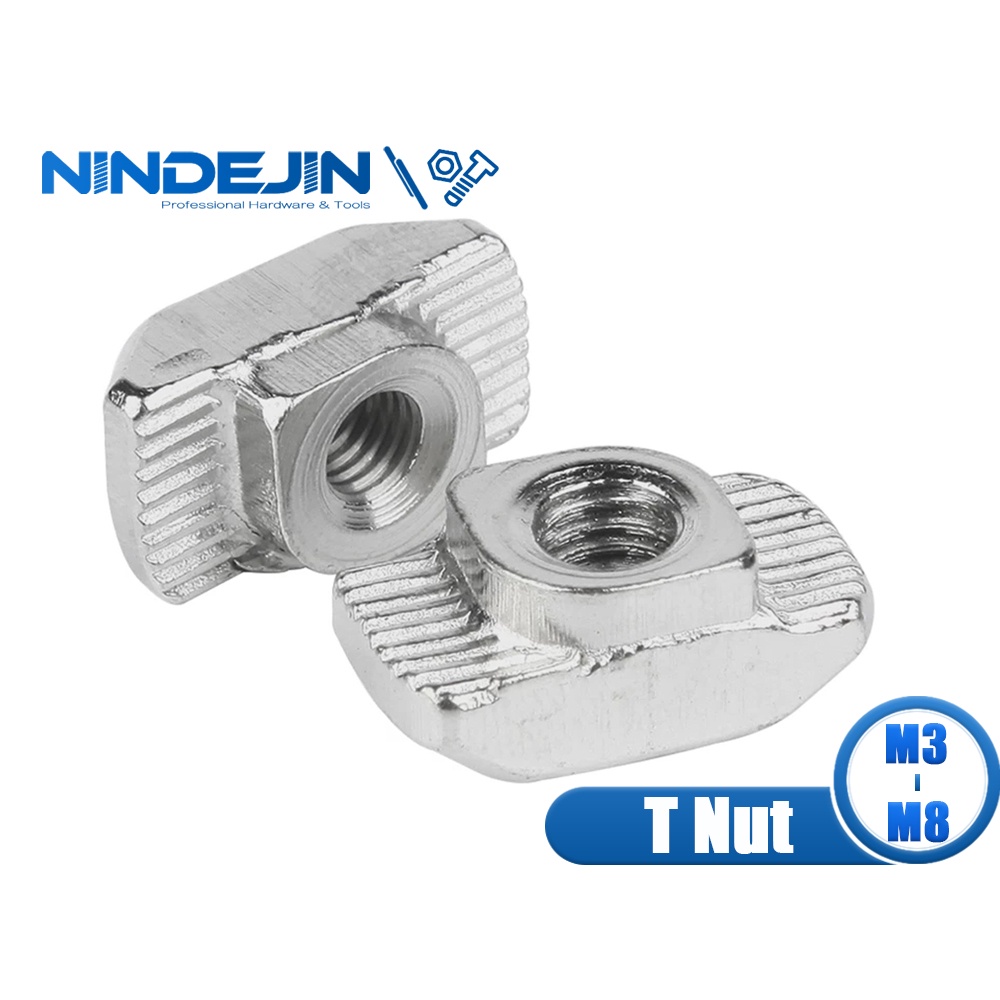 NINDEJIN 30Pcs M3 M4 M5 M6 M8 T Nut Hammer Head Sliding Carbon Steel Slot Fasteners 2020 3030 ...