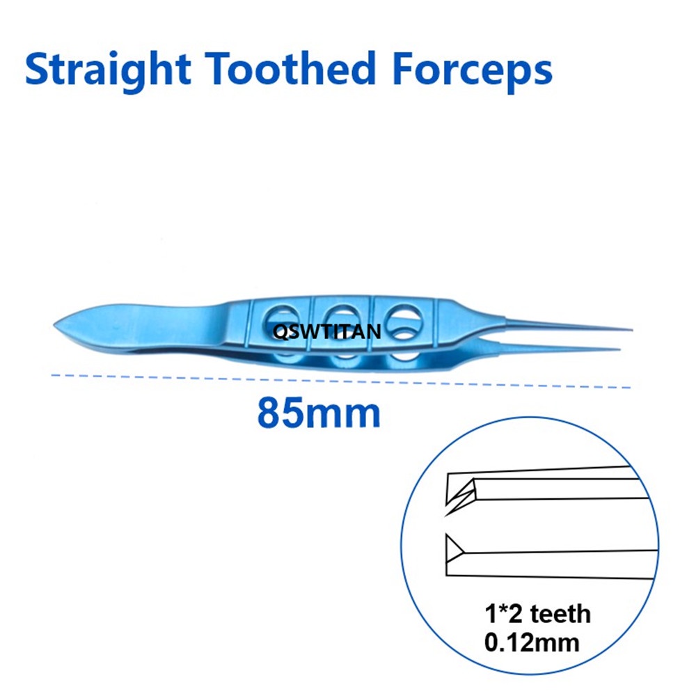 Titanium Toothed Forceps 0.12mm teeth 85mm long Ophthalmic tweezers ...