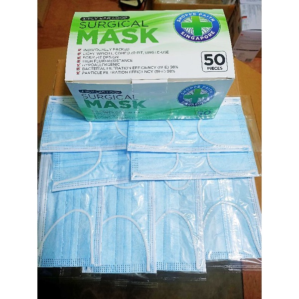 Individual pack Surgical Masks Shoppe Faith Singapore 3PLY Earloop ...