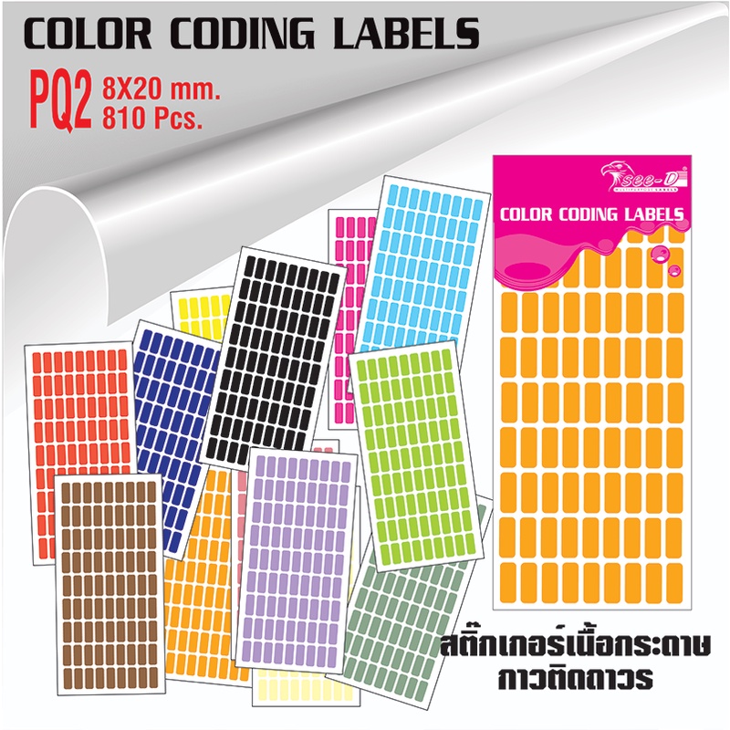 Sticker 8x20mm Color Coding Label-PQ2 Contains 10 Sheets (810 Pcs/Pack ...