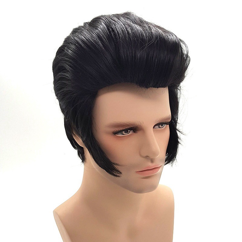 Elvis Presley Hairstyle Short Wigs for Men Cosplay Natural Synthetic ...