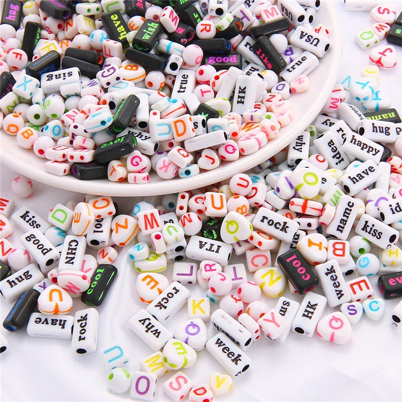 50-100Pcs Mix Size Acrylic Alphabet Letter Beads for Jewelry Making DIY ...