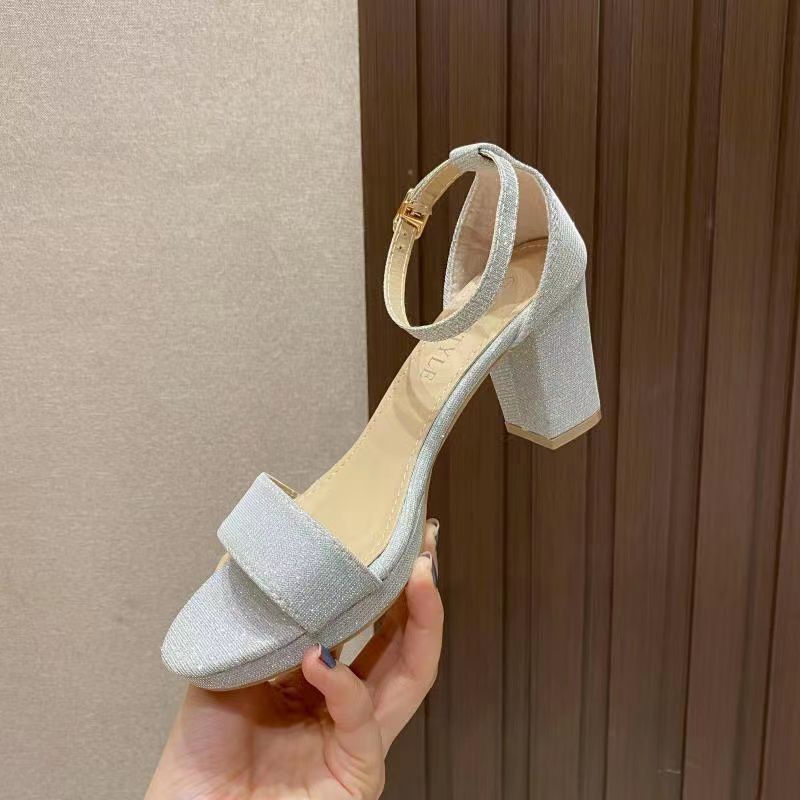 Mkc Glittery Strap Sandals 901-3 3inches heels (Less onesize) | Shopee ...