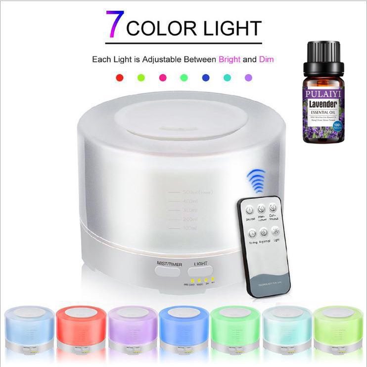 500ML 7 LED Aromatherapy Humidifier with Essential Oil Ultrasonic ...