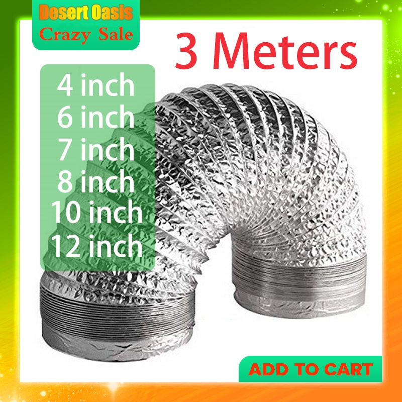 3M Ventilation Duct 4/5/6/7/8/10/12 inches Air Ventilation Hose Flexible Duct Exhaust pipe ...