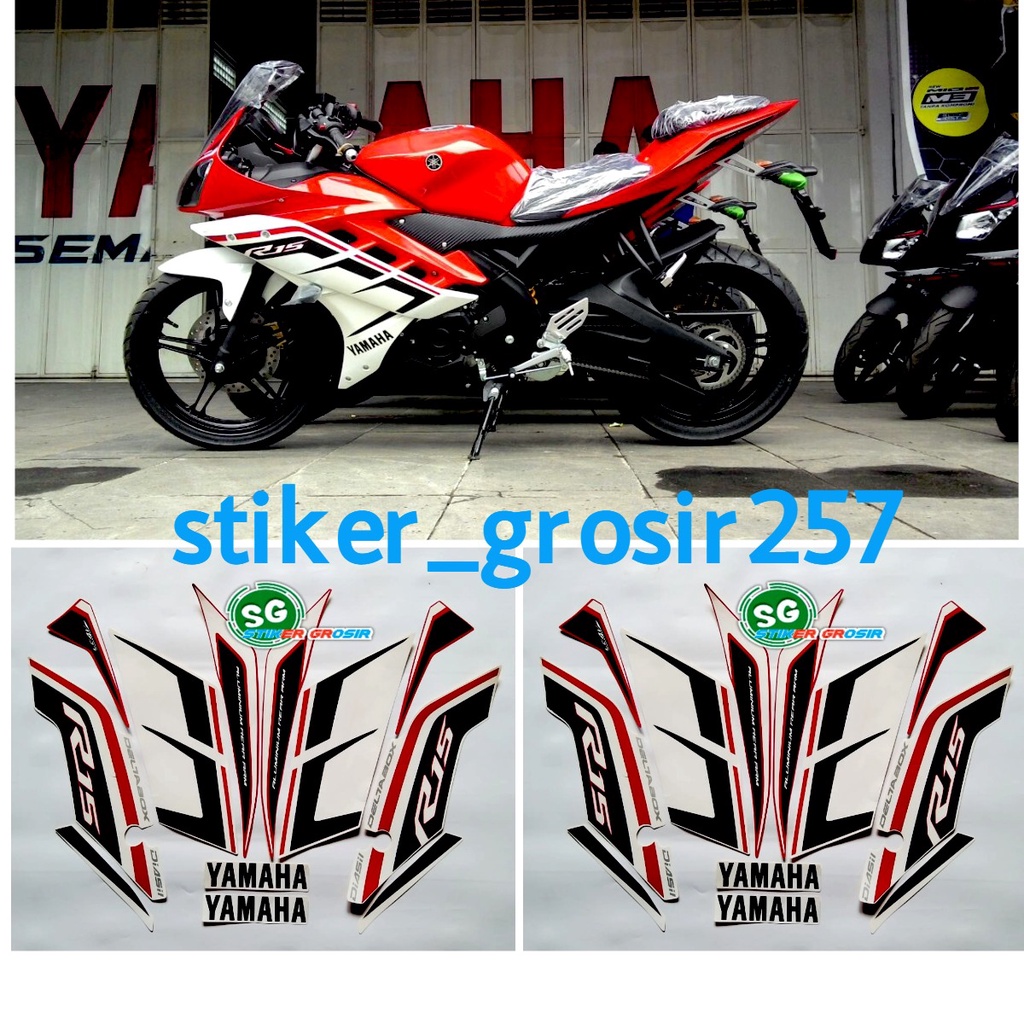 PUTIH MERAH Yamaha R15 V2 2014 2015 Motorcycle Body Trim Striping ...