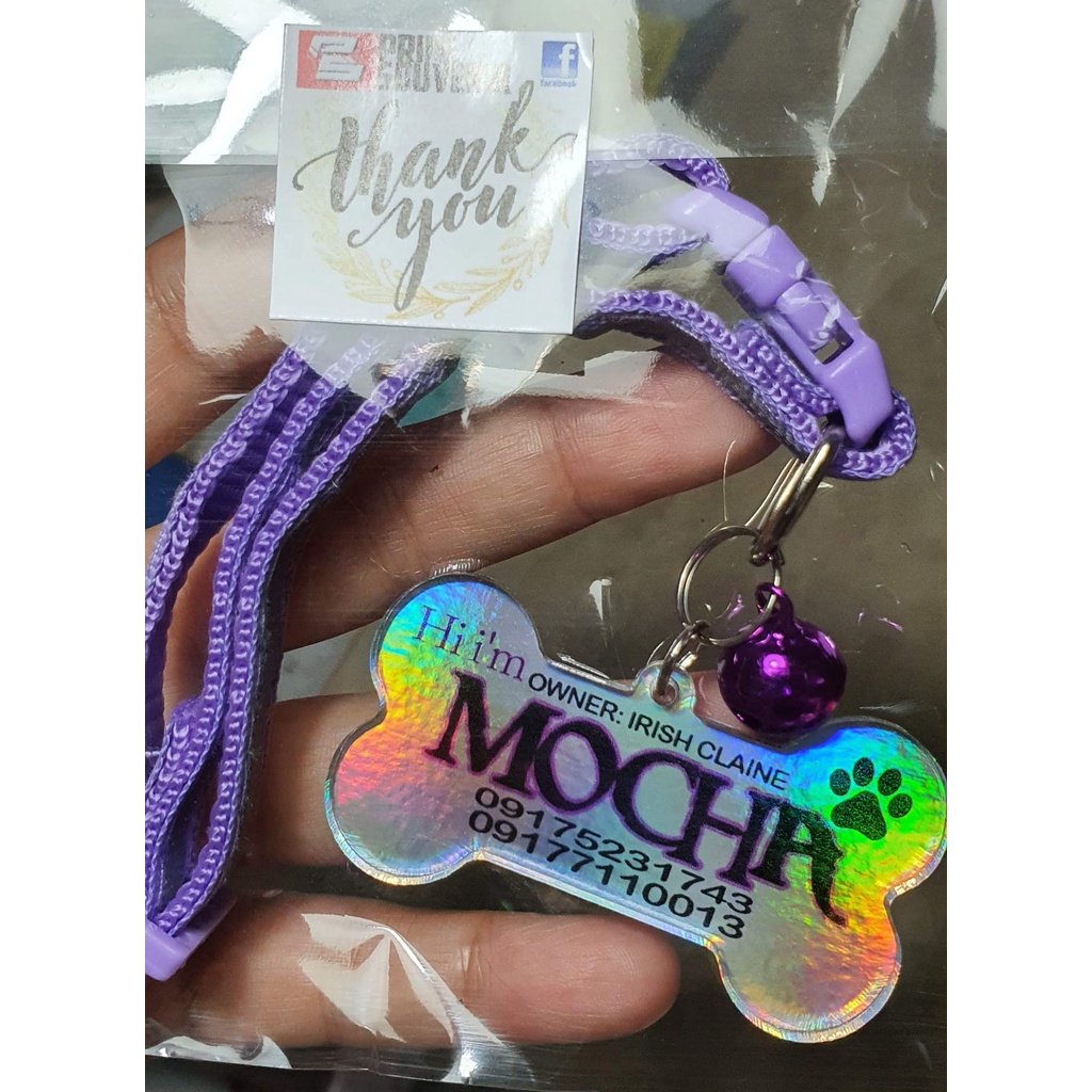 Personalized Acrylic Dog Tag/Cat Tag/Pet Tag with collar | Shopee ...