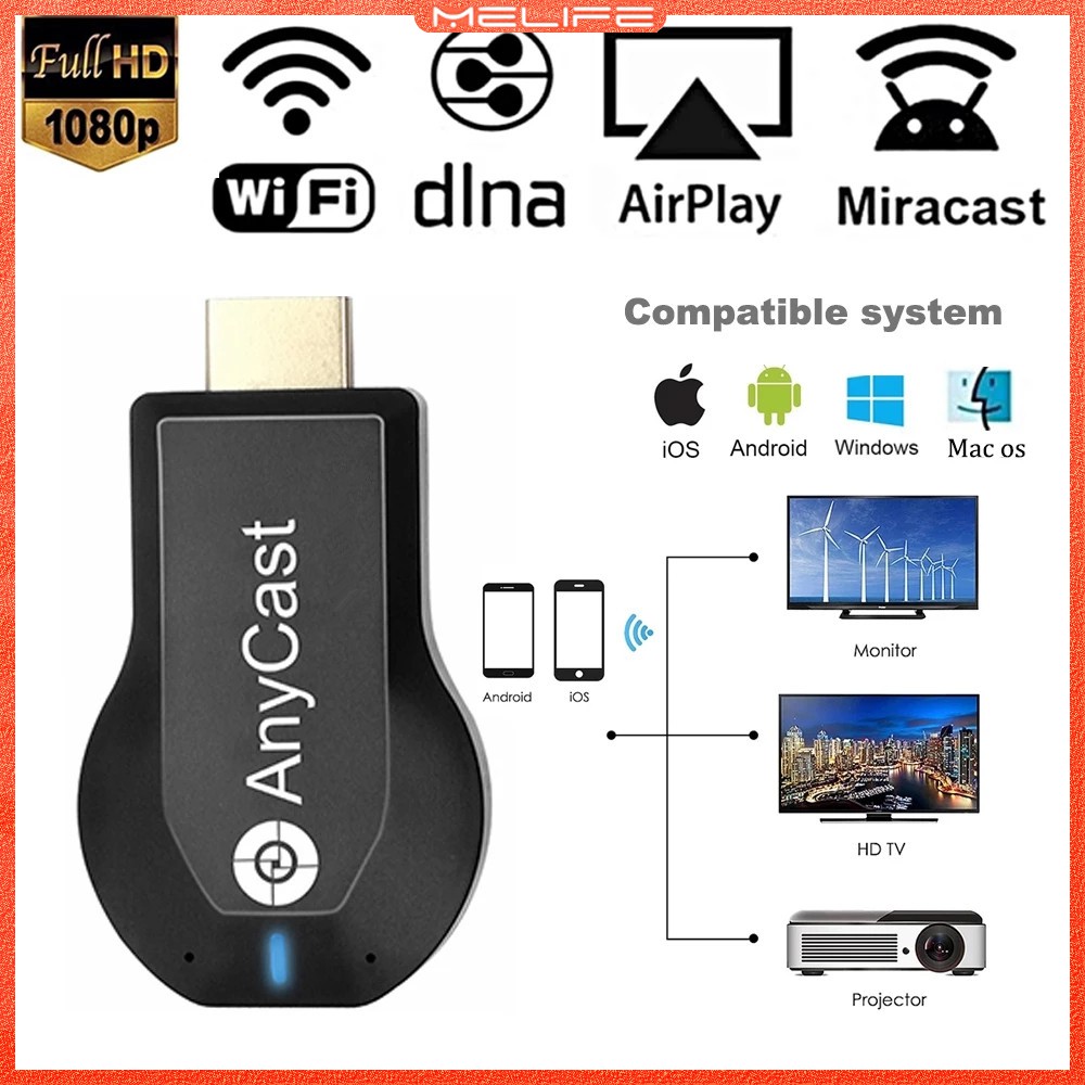 M2 Plus AnyCast WIFI HDMl Display Dongle Receiver 1080P Amplifier ...