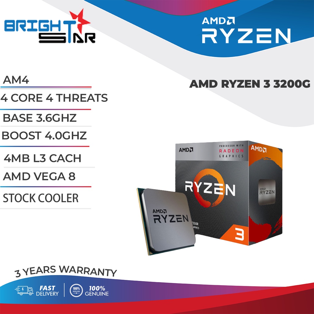 AMD RYZEN 3 3200G CPU Processor with AMD Vega 8 Graphics | Shopee ...