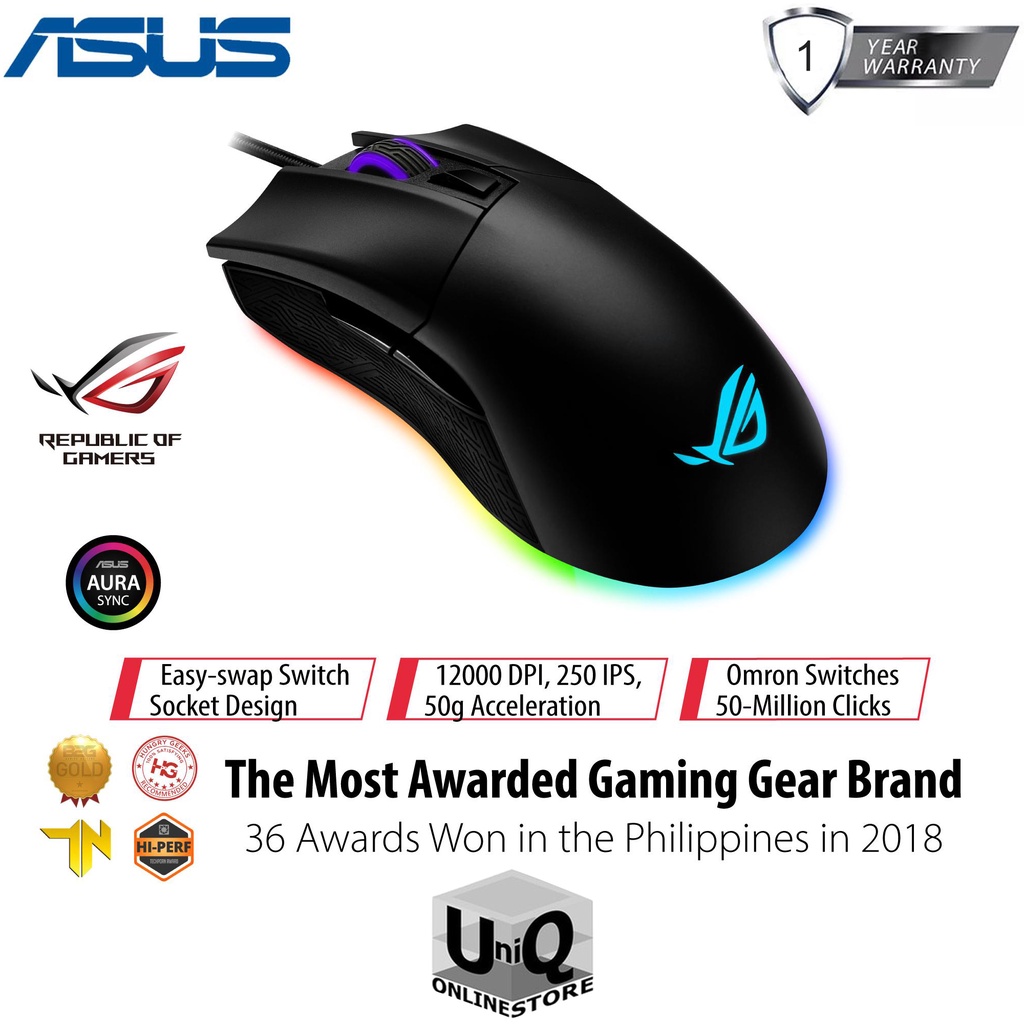 ASUS P502 ROG Gladius II Wired Optical USB Gaming Mouse with ...