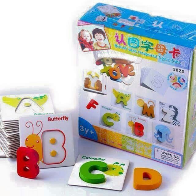 Flash Card Word Jigsaw Wooden Alphabet Disc English Teaching Letters ...
