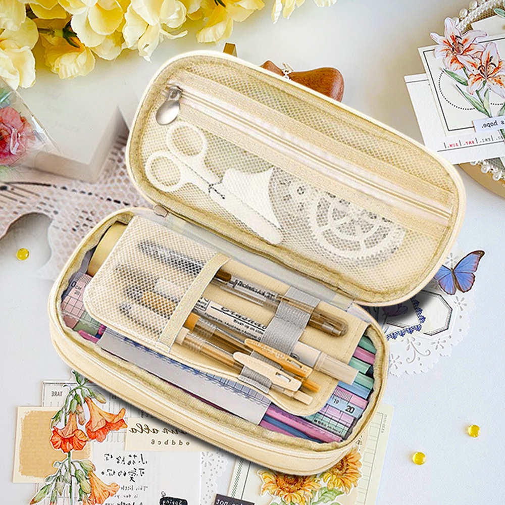 Seamiart 1pc Flexible Macaron Multifunction 2 Layers Pencil Case Pen ...