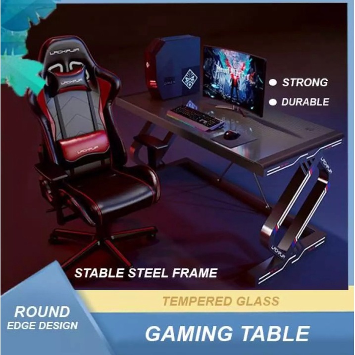 Tempered Glass Table Computer Desk E-sports table Gaming table Home ...