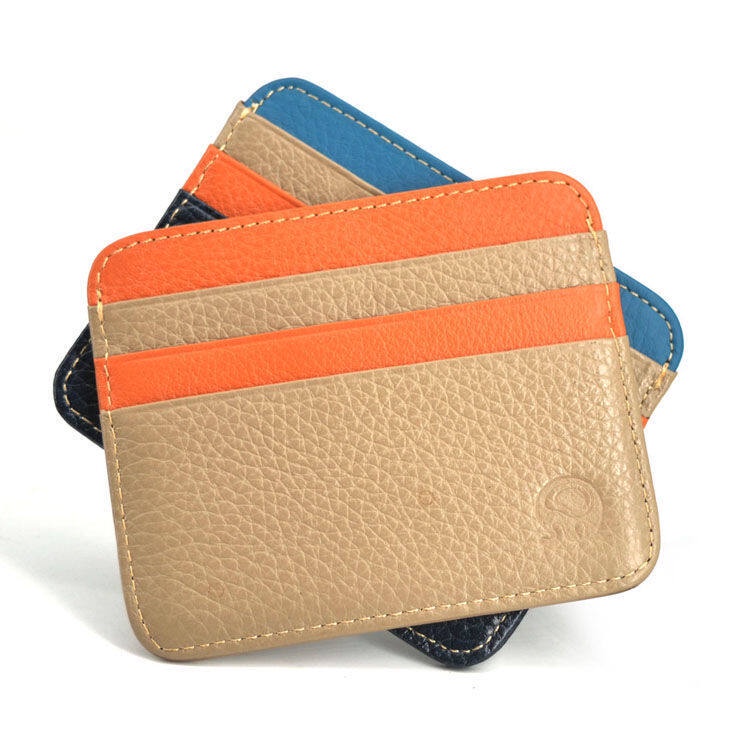 Retro Real Leather Mens Slim Credit Card Holder Bus Subway Campus Cards ...