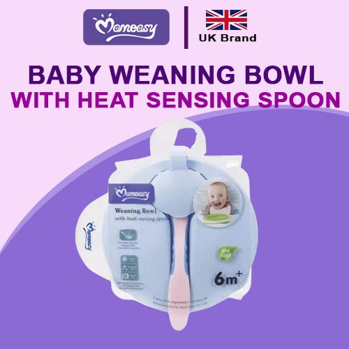 MOMEASY Baby Weaning Bowl with Heat Sensing Spoon BPA Free Silicone ...