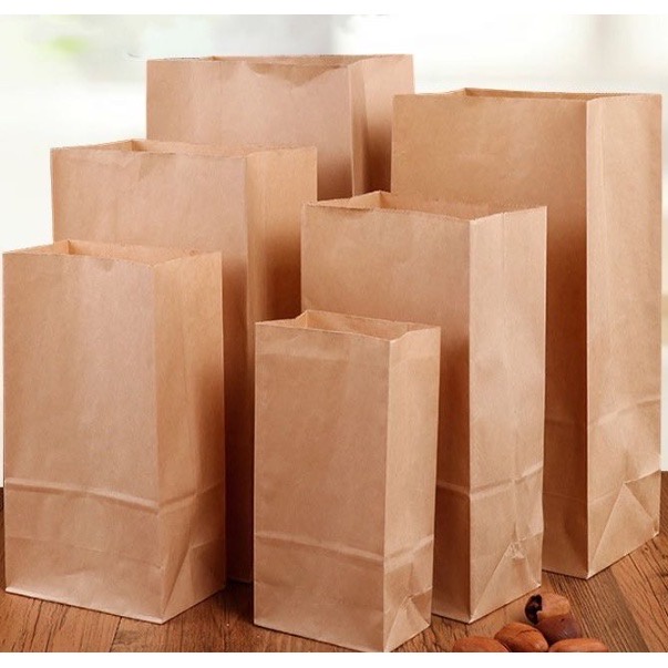 100 pcs Brown Kraft Paper Bag with no handle (All Sizes) food grade Eco ...
