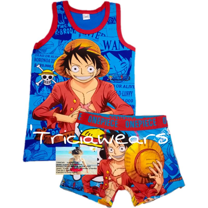 Onepiece Character Set Sando+Boxer For Kids | Shopee Philippines