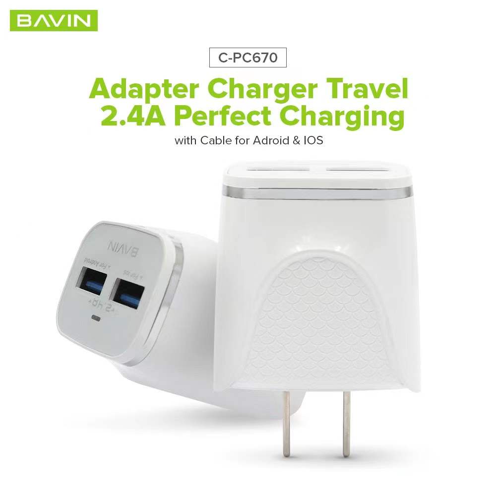 PC670 BAVIN 2.4A Perfect Fast Charger & Universal Adapter Dual USB Port ...
