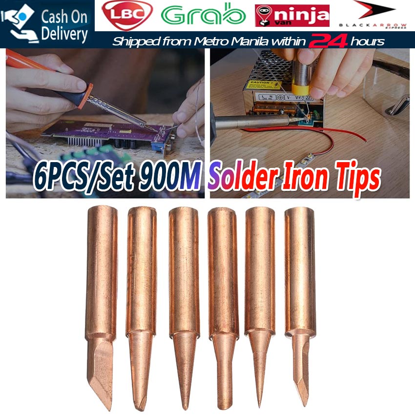 6pcs /set Pure Copper 900M-T Soldering Iron Tip Lead-free Solder Tip Welding Head BGA Soldering ...