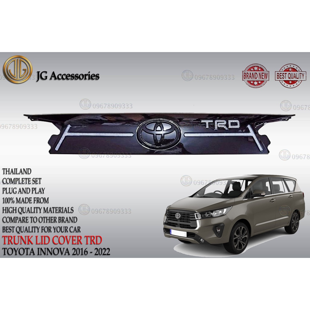 TOYOTA INNOVA 2016-2021 TRUNK LID COVER WITH LED 2 WAY WHITE REVERSE ...