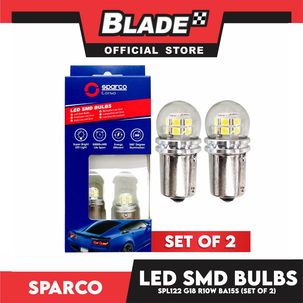 Sparco Led Smd Bulbs SPL122 G18 R10W BA15S (Set of 2) Use for Turning ...