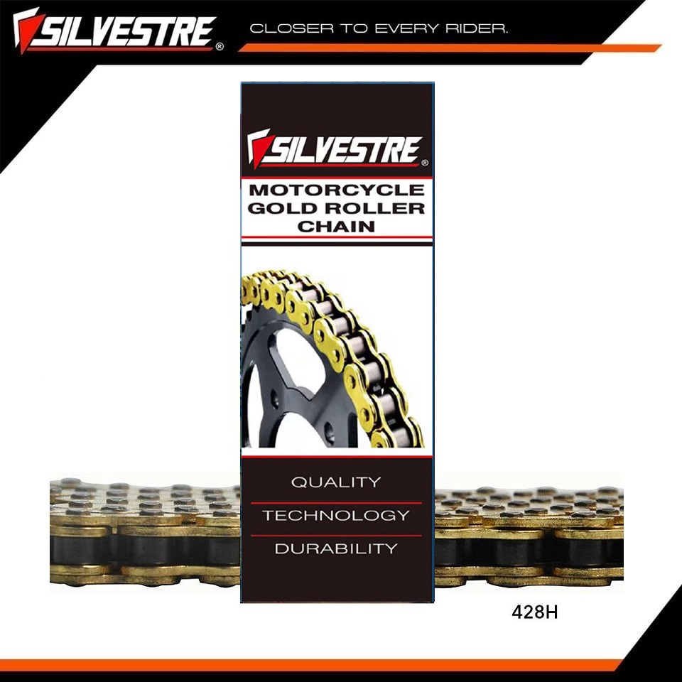 SILVESTRE Gold Chain (428H-120L) Motorcycle Gold Roller Chain | Shopee ...