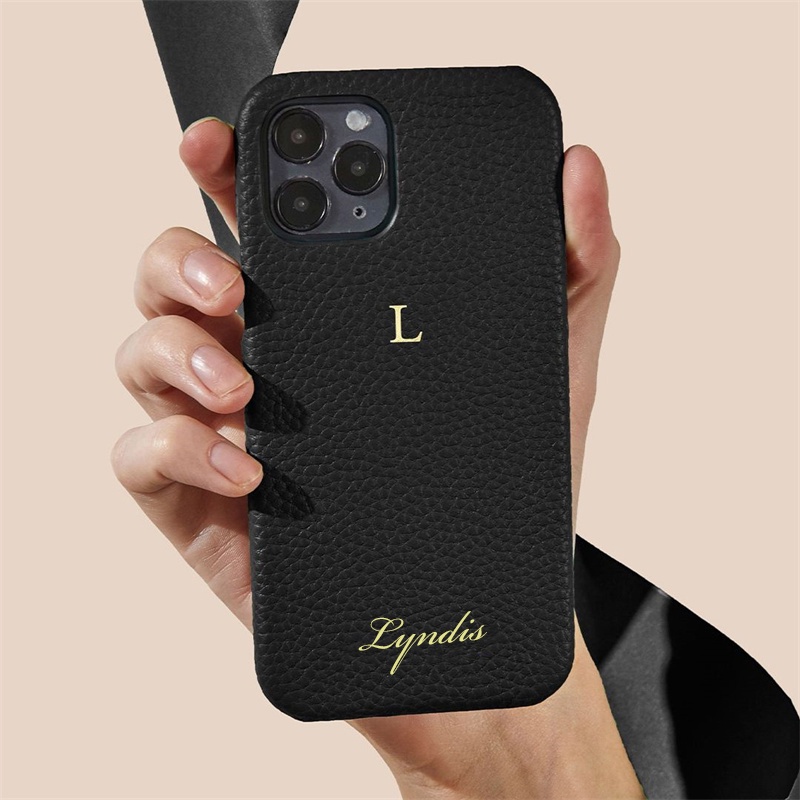 Luxury Custom Name Letters Lychee Patter Letters Leather Hard Case For ...