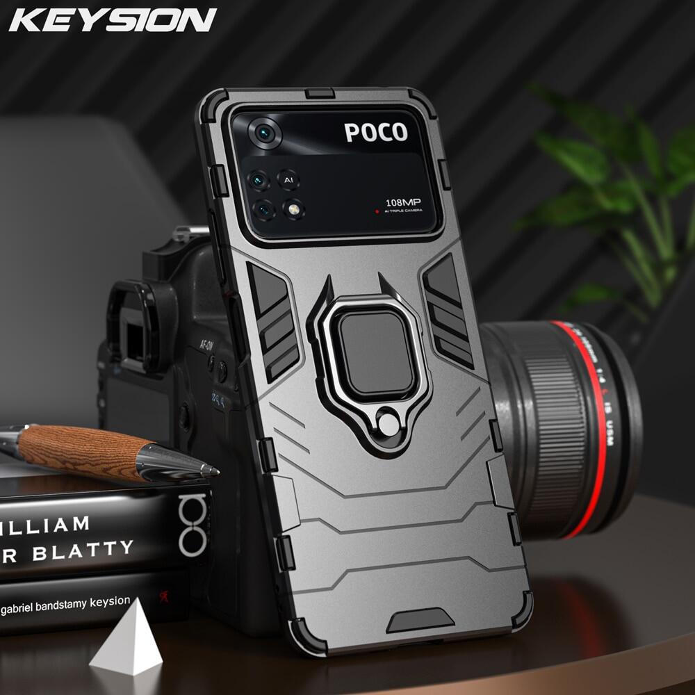 KEYSION Shockproof Armor Case for POCO X4 Pro 5G Soft Silicone + PC ...