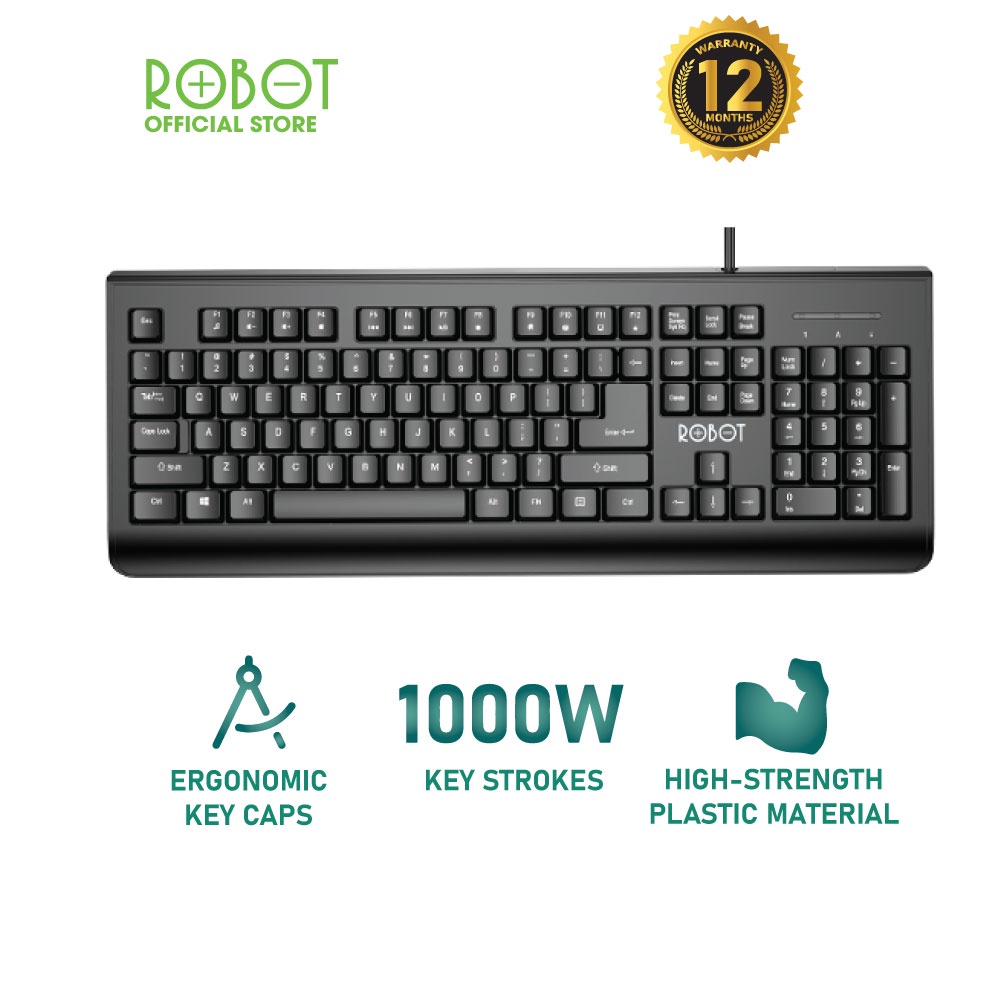 ROBOT RK20 Wired Keyboard / Portable Mini Office Wired Keyboard Ultra ...