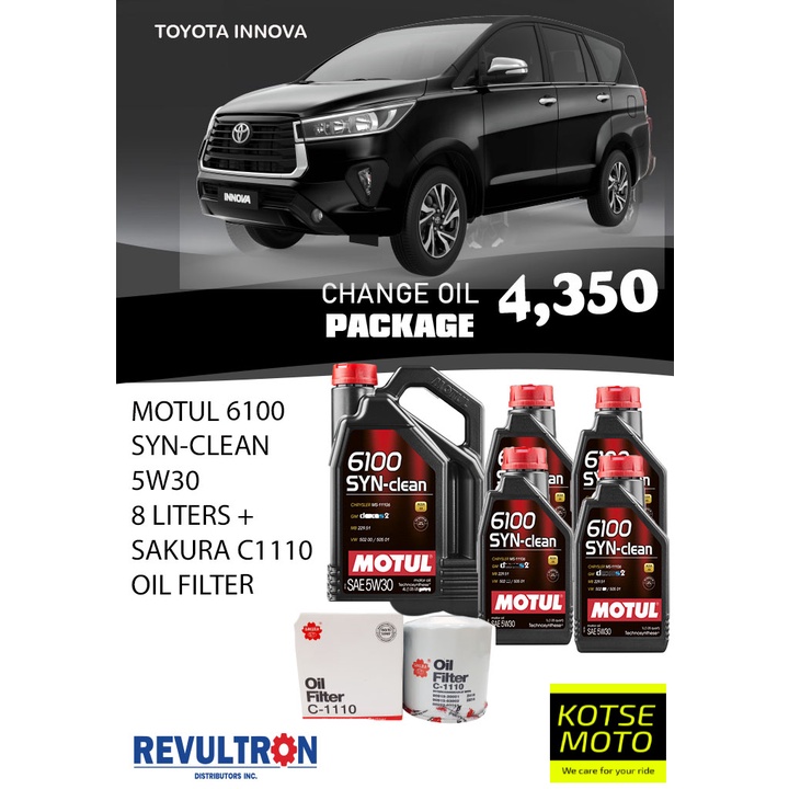Toyota Innova Motul Change Oil Package | 8 Liters Motul 6100 Syn-clean ...