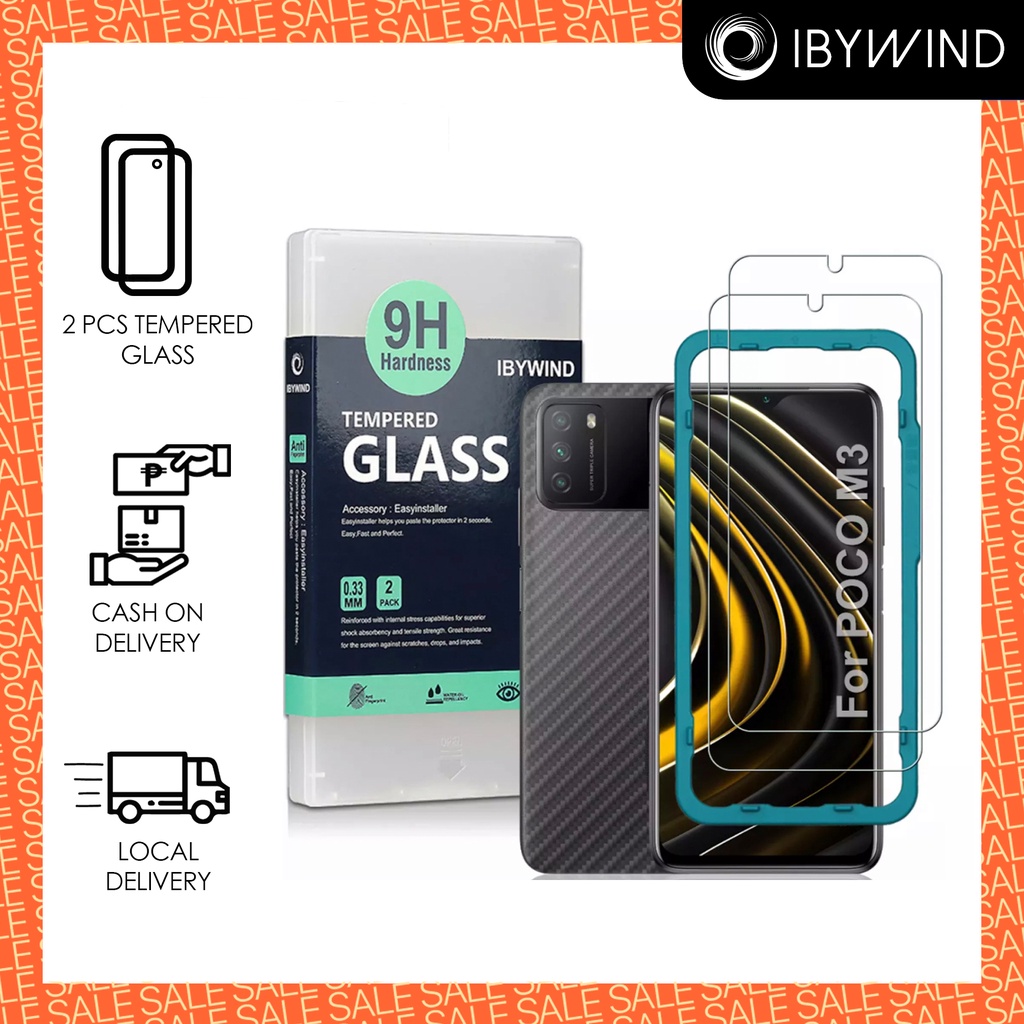 IBYWIND Tempered Glass For Poco M3, with 2 Pcs Tempered Glass, 1 Pc ...